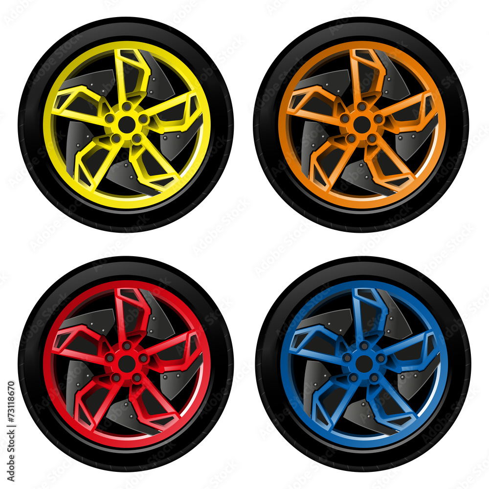 Car wheel, tire, rim Stock Vector | Adobe Stock