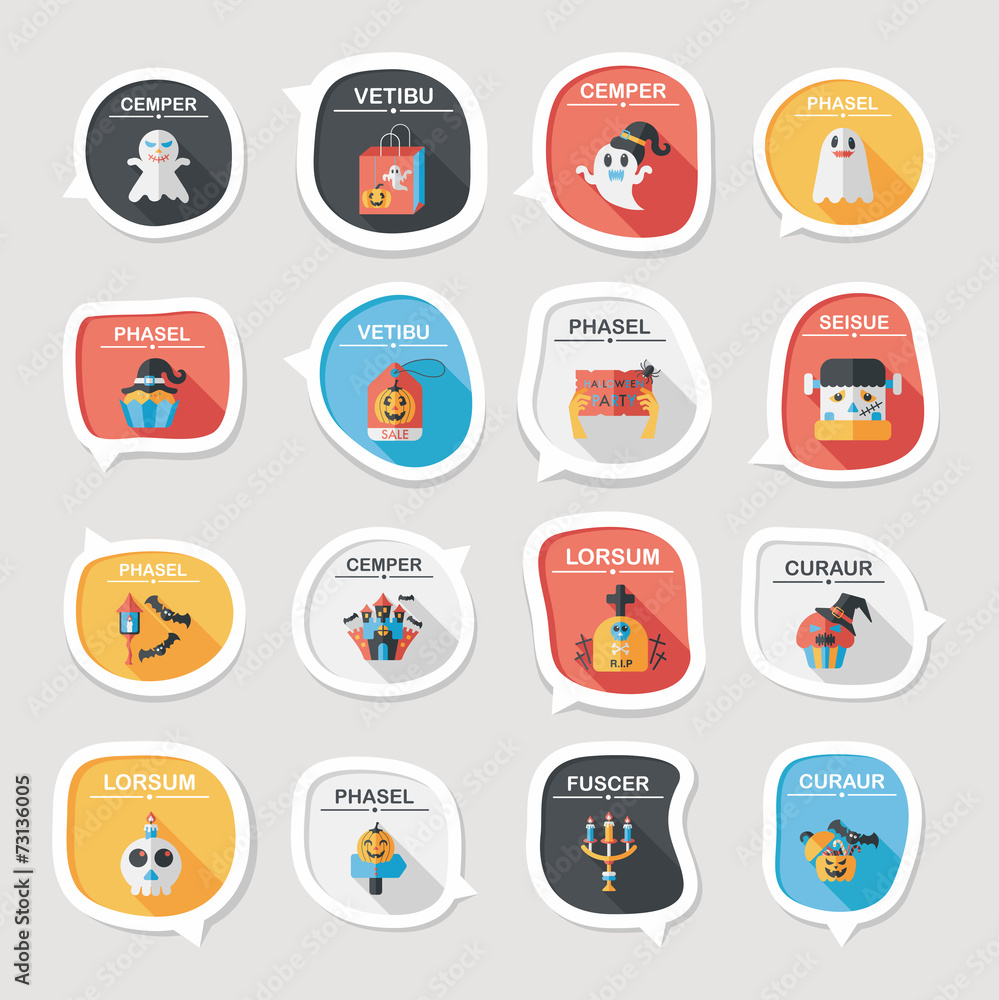 Halloween bubble speech banner design flat background set, eps10 Stock ...