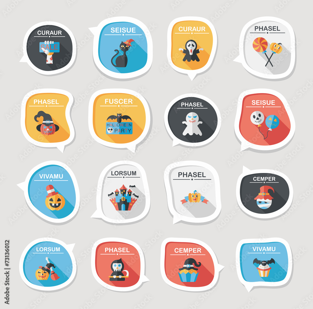 Halloween bubble speech banner design flat background set, eps10 Stock ...