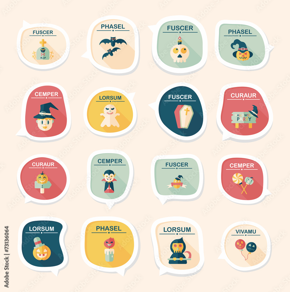 Halloween bubble speech banner design flat background set, eps10 Stock ...