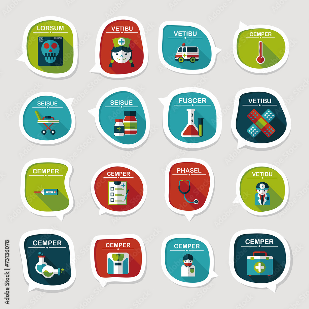 hospital bubble speech banner design flat background set, eps10 Stock ...