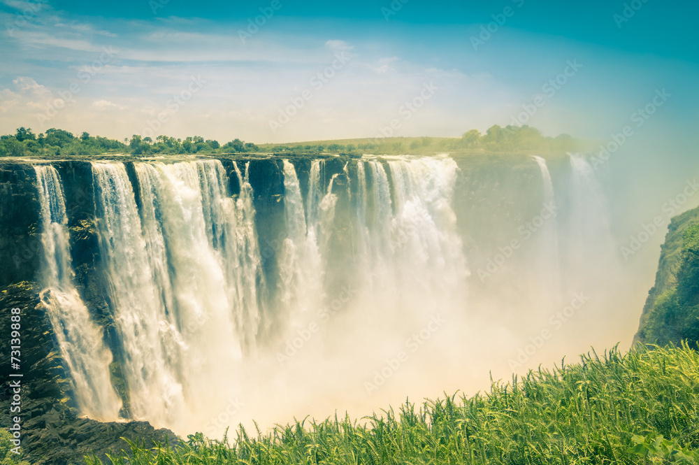 Vintage postcard of Victoria Waterfalls - Natural wonder of Zimb Stock ...