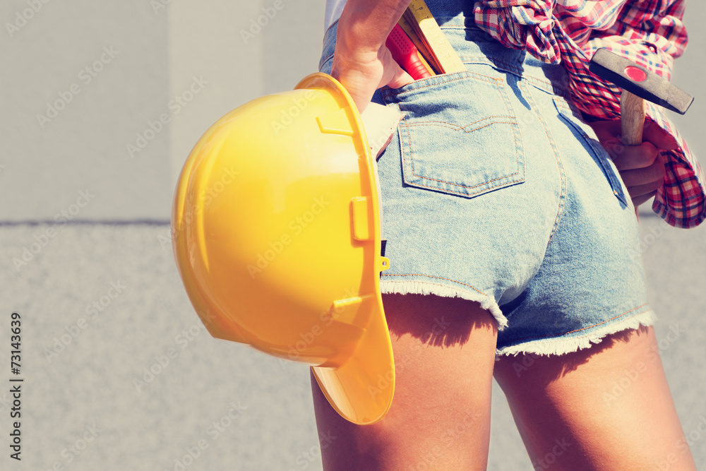Sexy female construction worker. Stock Photo | Adobe Stock