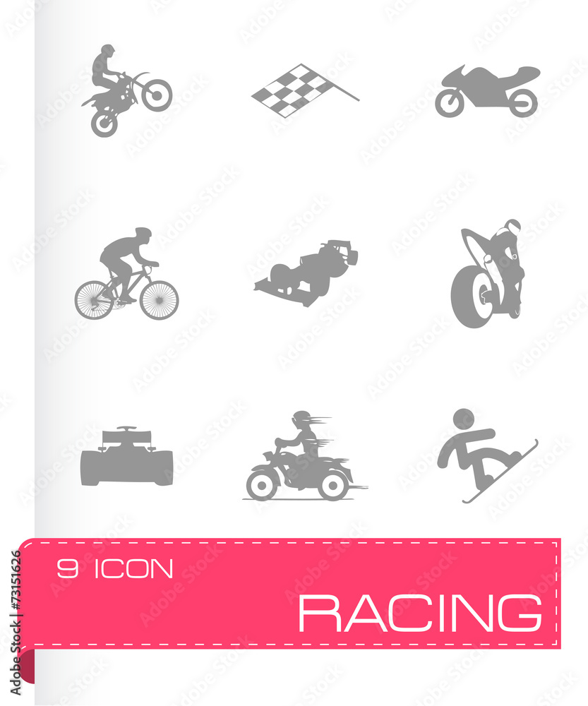 Vector black racing icons set Stock Vector | Adobe Stock