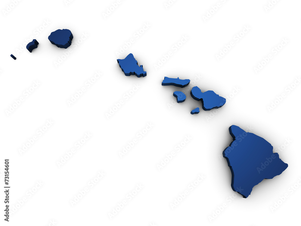 Map Of Hawaii 3d Shape Stock Illustration | Adobe Stock