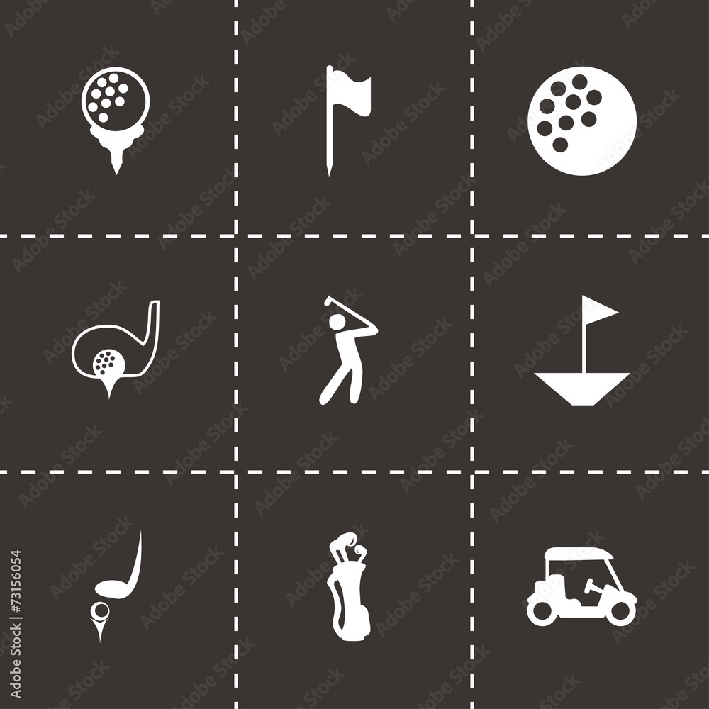 Vector black golf icons set Stock Vector | Adobe Stock