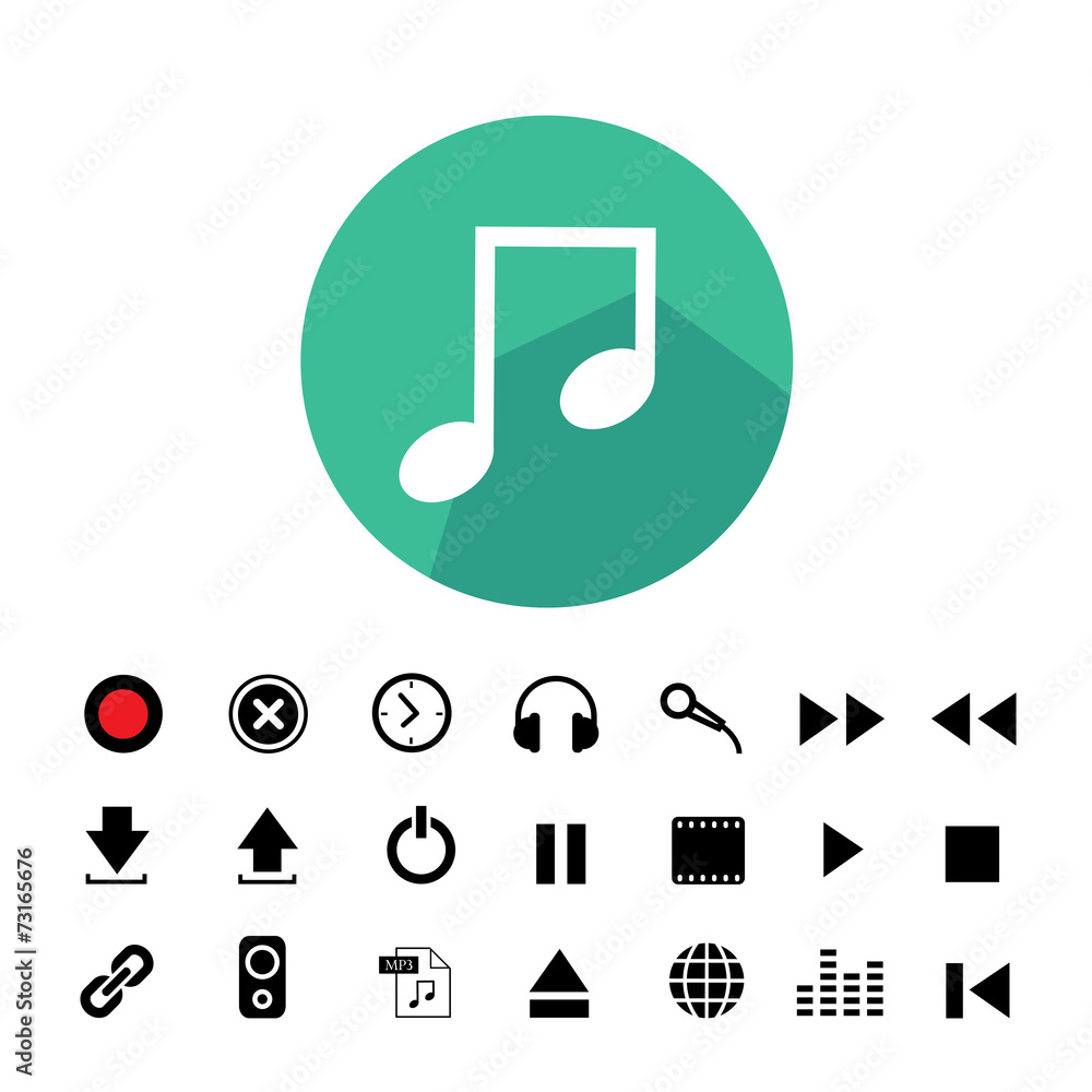 music button icon set Stock Vector | Adobe Stock
