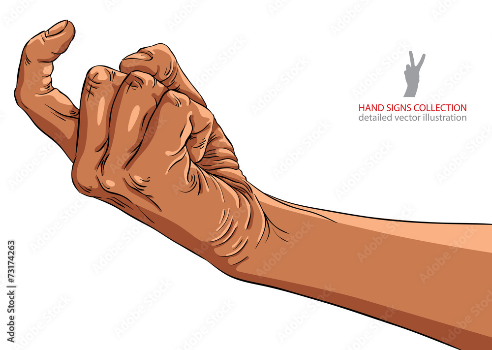 Come on hand sign, African ethnicity, detailed vector illustrati Stock ...