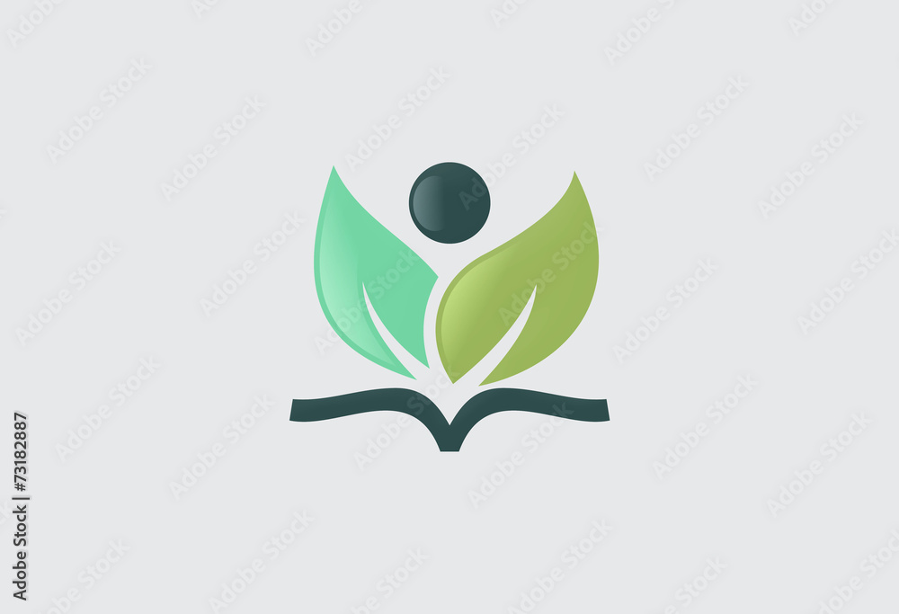 book leaf vegetarian icon vector logo Stock Vector | Adobe Stock