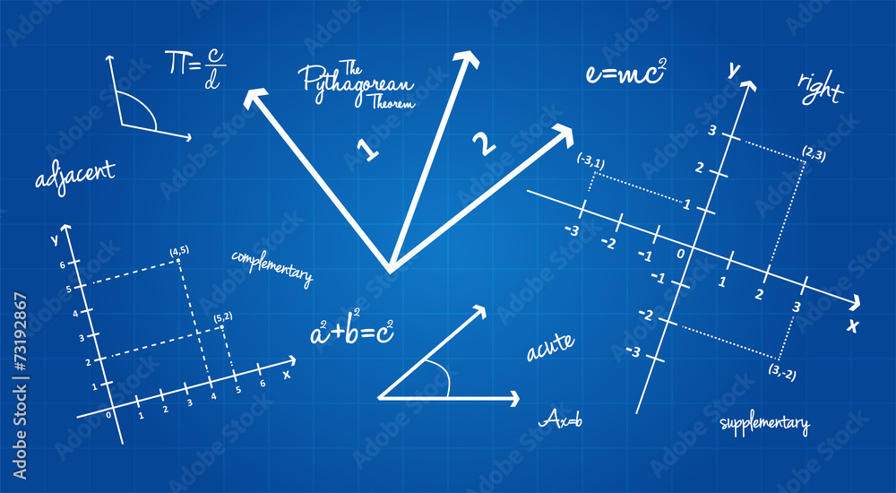 Mathematical Geometry Signs On Blueprint Background Stock Vector ...