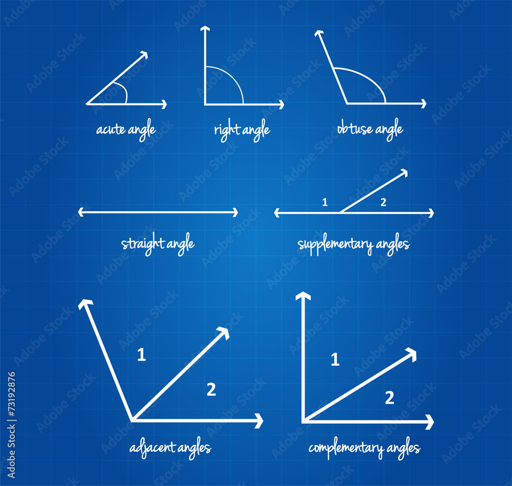 Mathematical Angles Signs On Blueprint Stock Vector | Adobe Stock