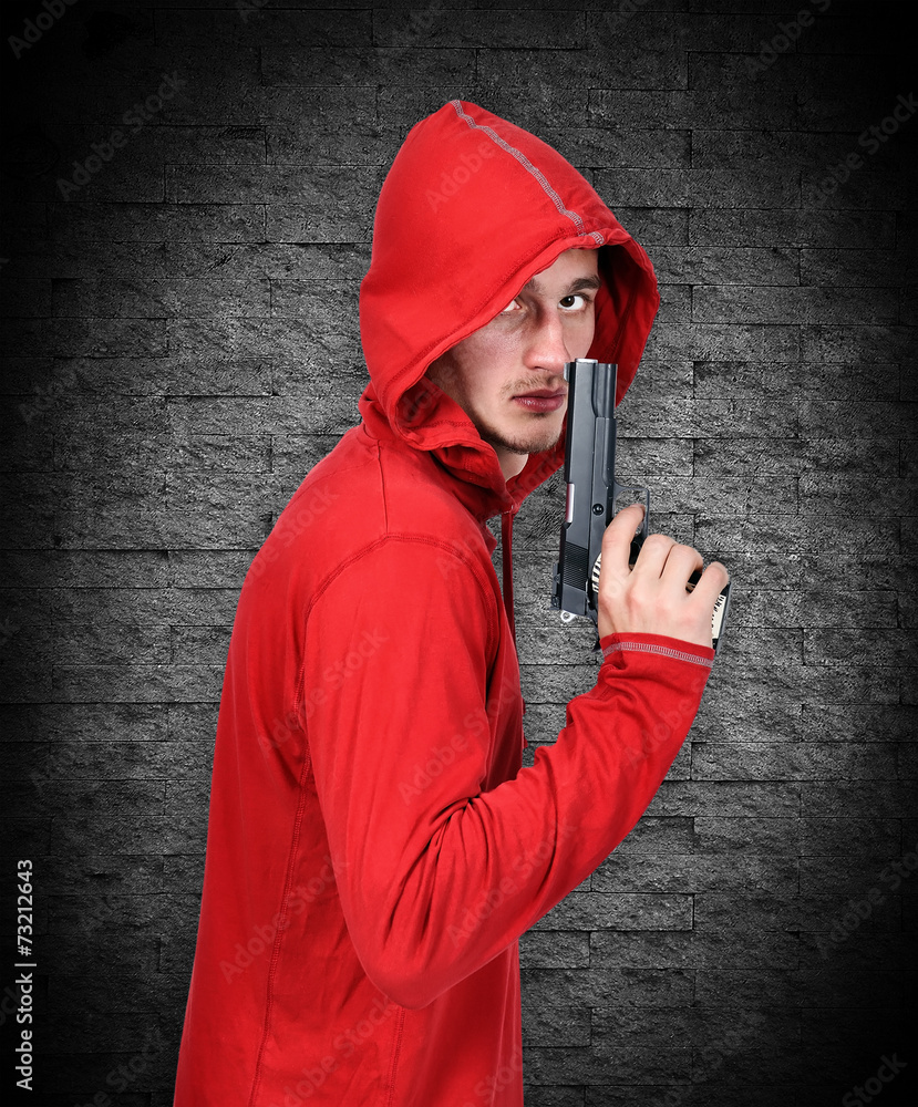 robber with gun Stock Photo | Adobe Stock