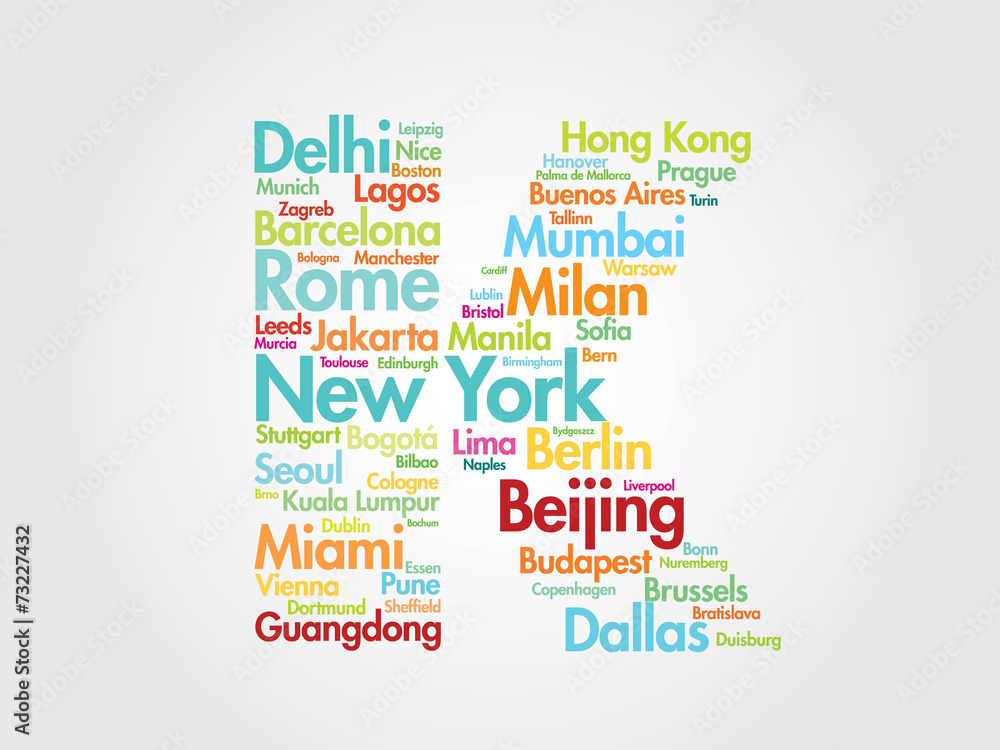 Travel around the world vector concept - letter K Stock Vector | Adobe ...