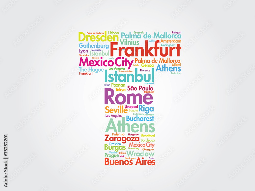 Travel world vector concept cities alphabet - letter T Stock Vector ...