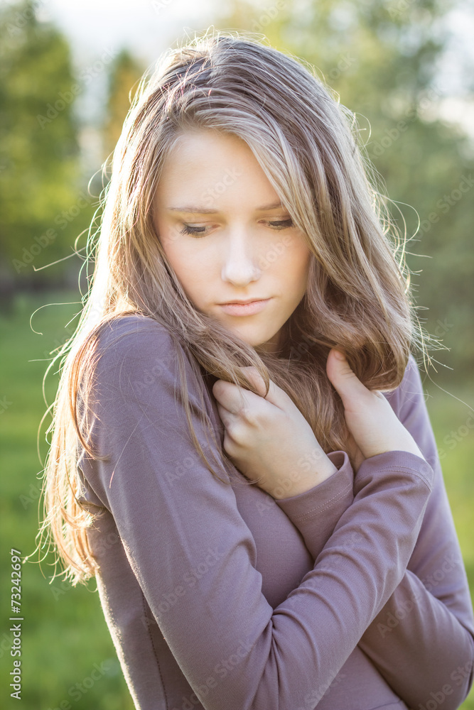 Sad Woman Looking Down