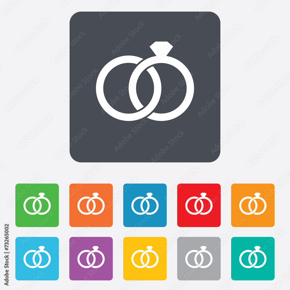 Wedding rings sign icon. Engagement symbol. Stock Vector | Adobe Stock