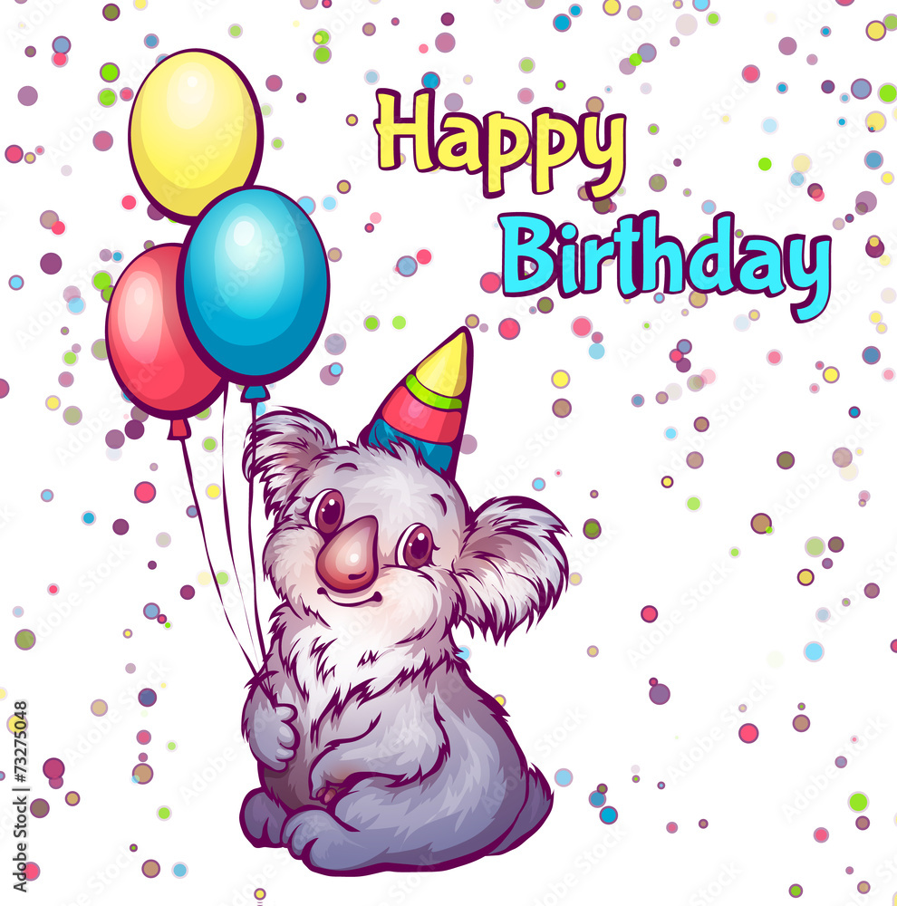 Vector Illustration of Happy birthday greetings with koala Stock Vector ...