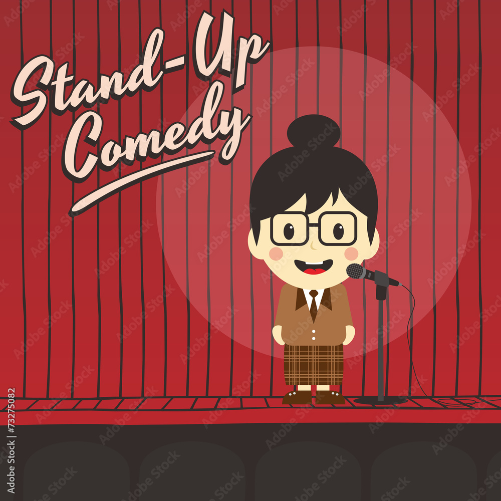 female stand up comedian cartoon character Stock Vector | Adobe Stock