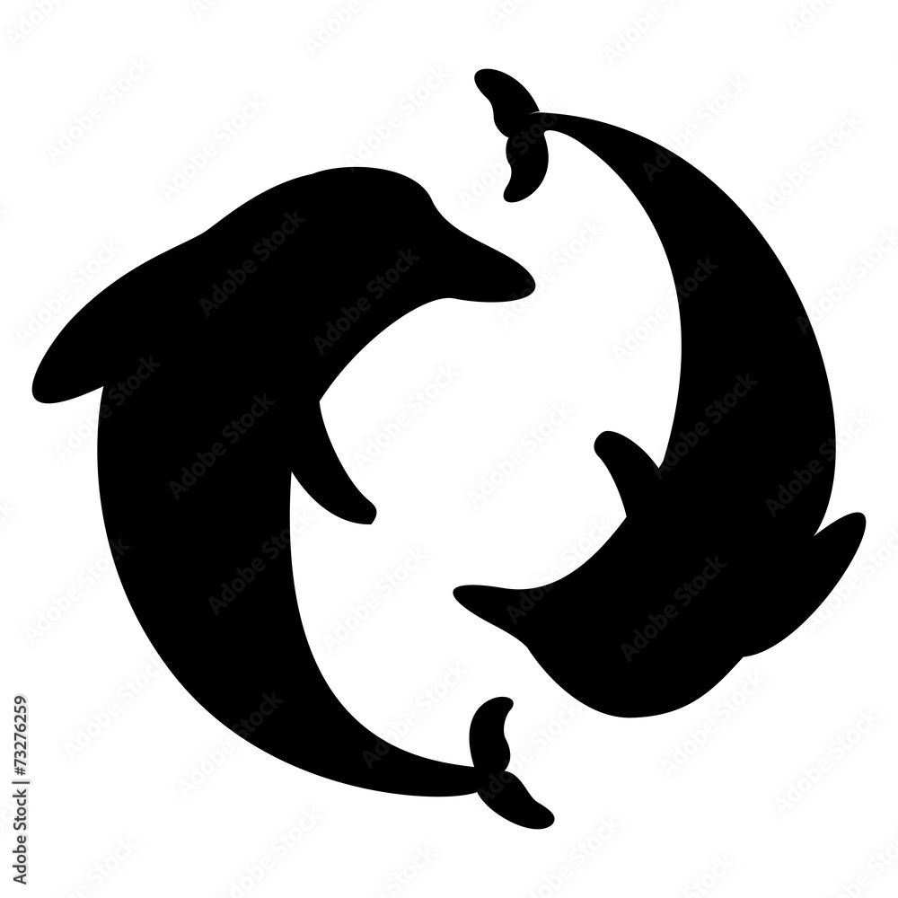 Dolphin arranged in a circle silhouette Stock Vector | Adobe Stock