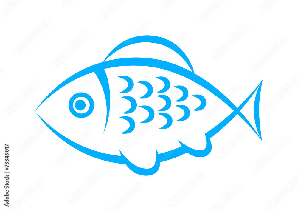 Blue fish icon on white background Stock Vector | Adobe Stock