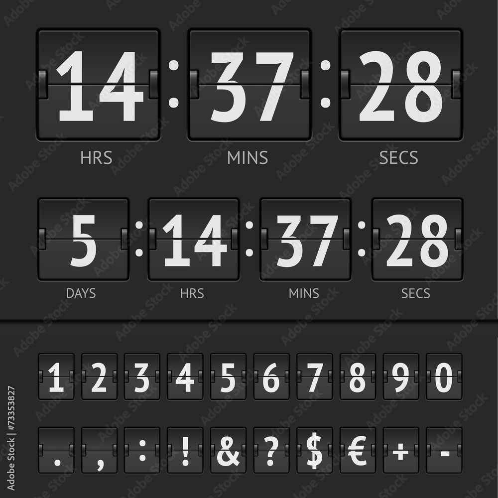 Vector countdown timer and scoreboard numbers Stock Vector | Adobe Stock Vector countdown timer and scoreboard numbers Stock Vector | Adobe Stock