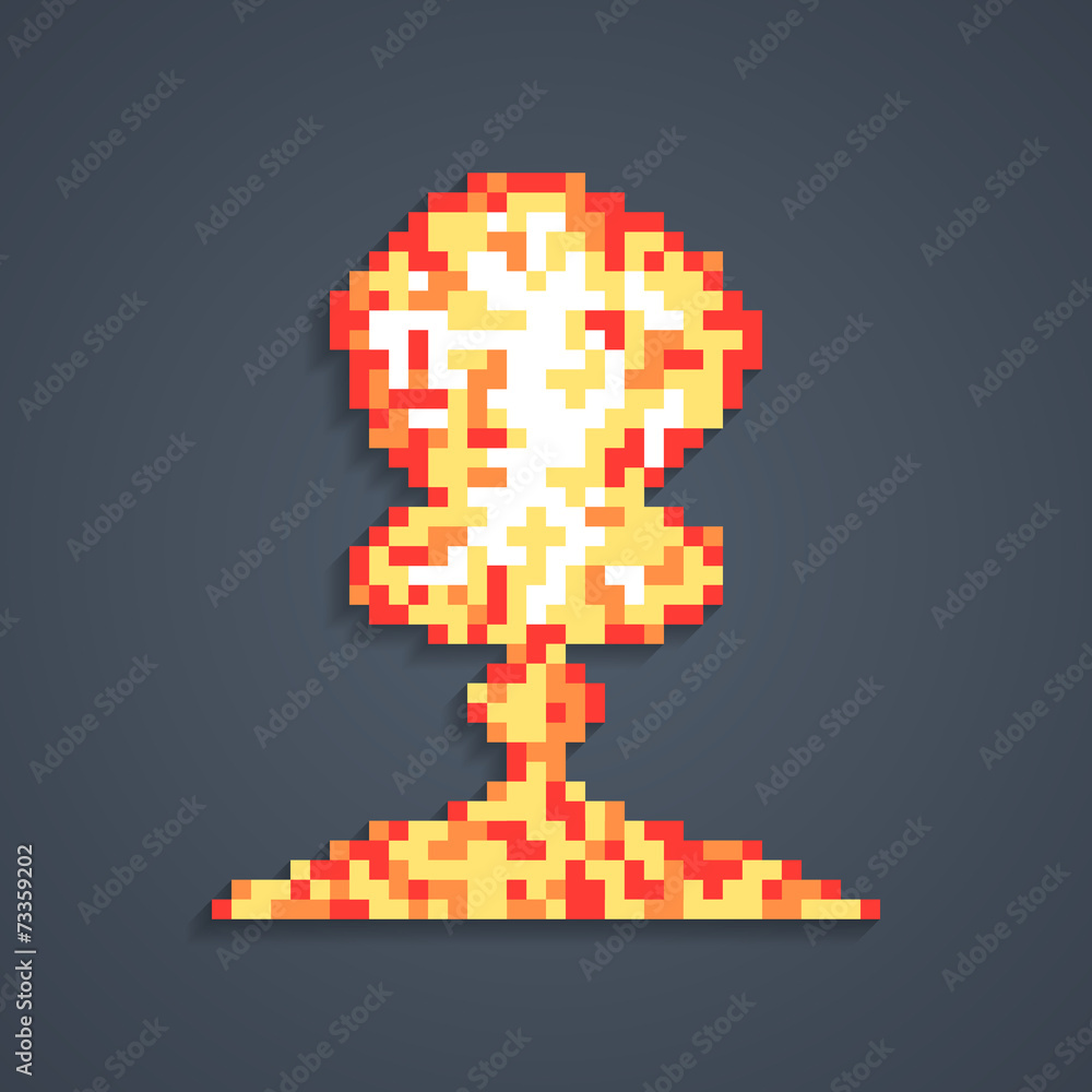 pixel art atomic explosion with shadow Stock Vector | Adobe Stock