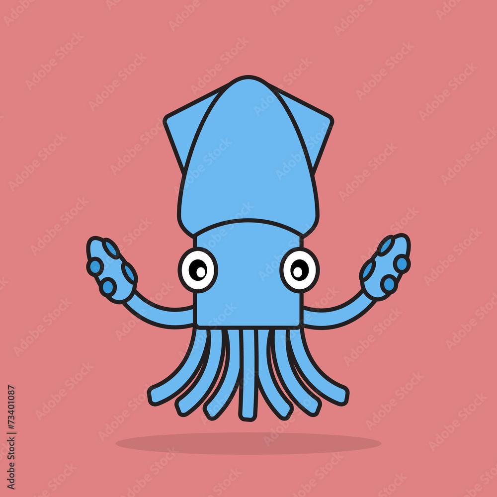 Squid, cartoon. Stock Vector | Adobe Stock