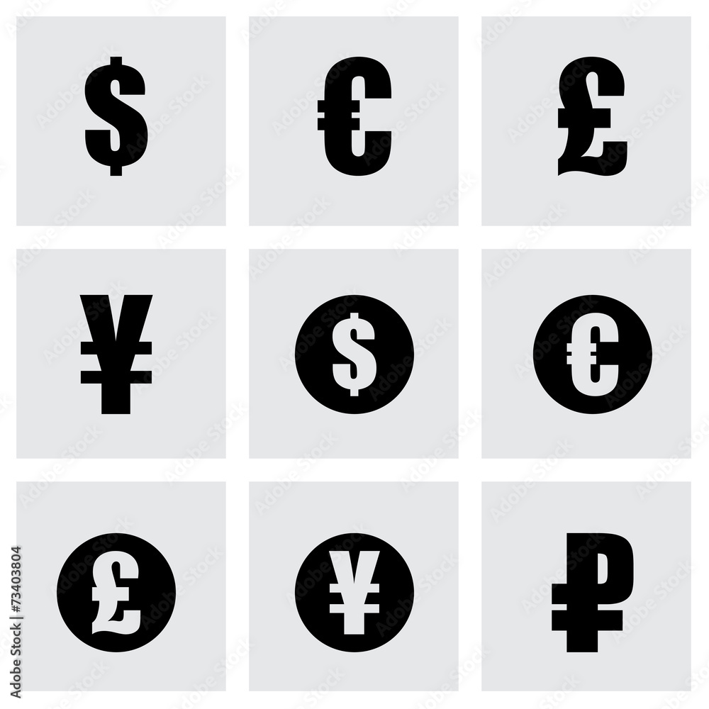 Vector black currency symbols icons set Stock Vector | Adobe Stock