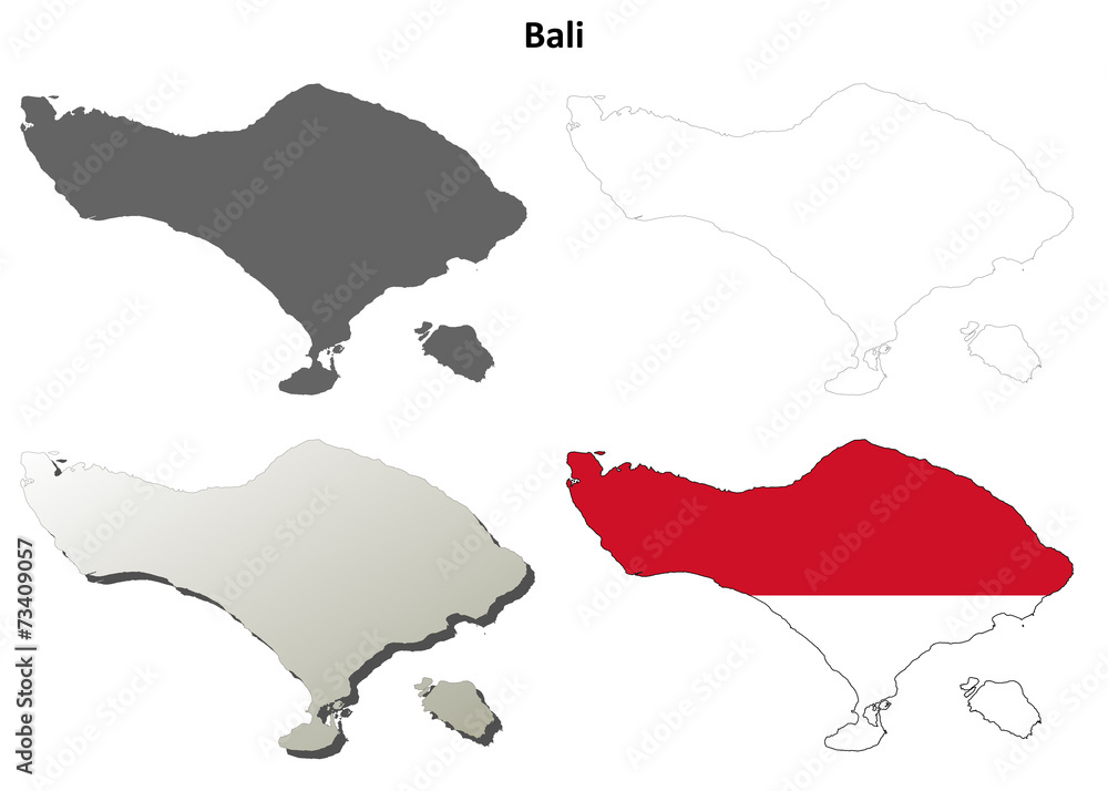 Bali blank outline map set Stock Vector | Adobe Stock