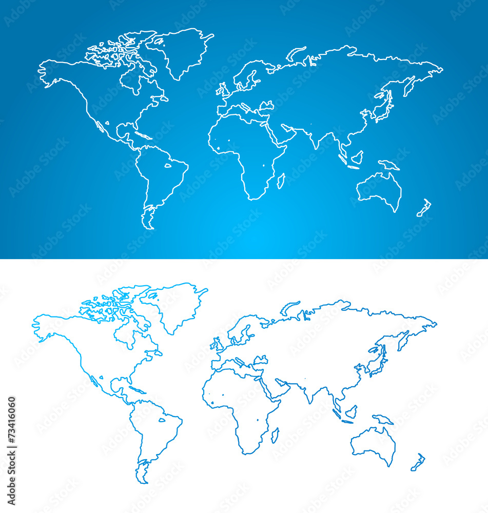 Vector world map concept. Contour Stock Vector | Adobe Stock