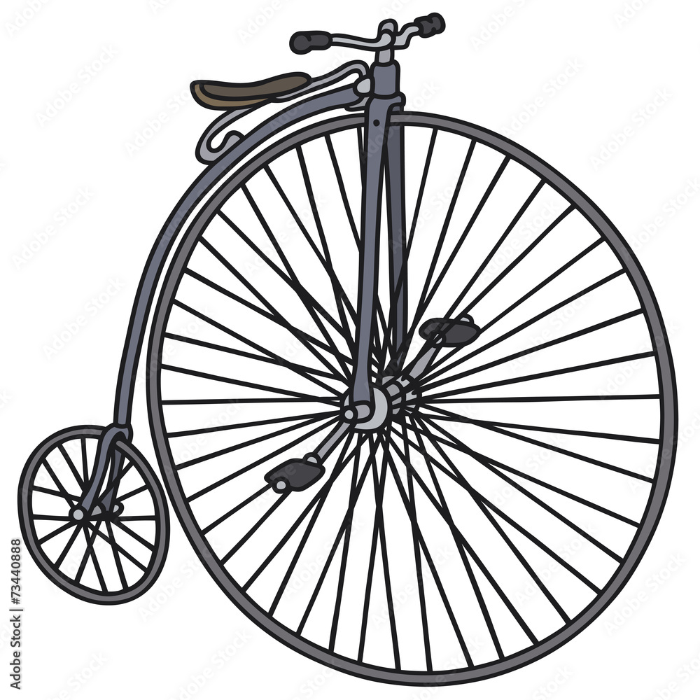 Hand drawing of a big vintage bicycle Stock Vector | Adobe Stock