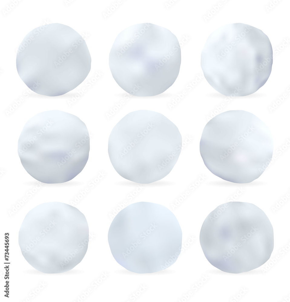 Set of snowballs isolated on white background Stock Vector | Adobe Stock