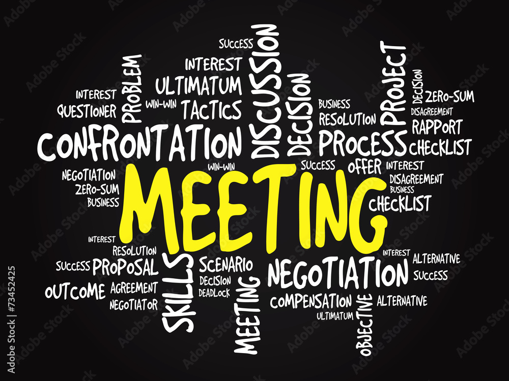 Meeting business concept, words cloud, presentation background Stock ...
