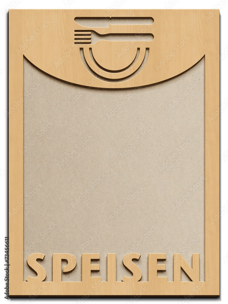 Speisen - Rahmen Holz - Besteck Stock Illustration | Adobe Stock