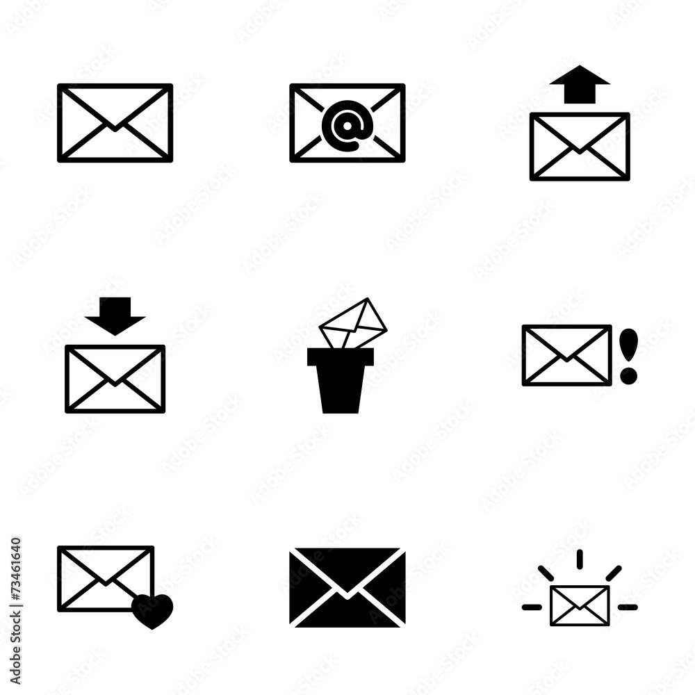 Vector black email icon set Stock Vector | Adobe Stock