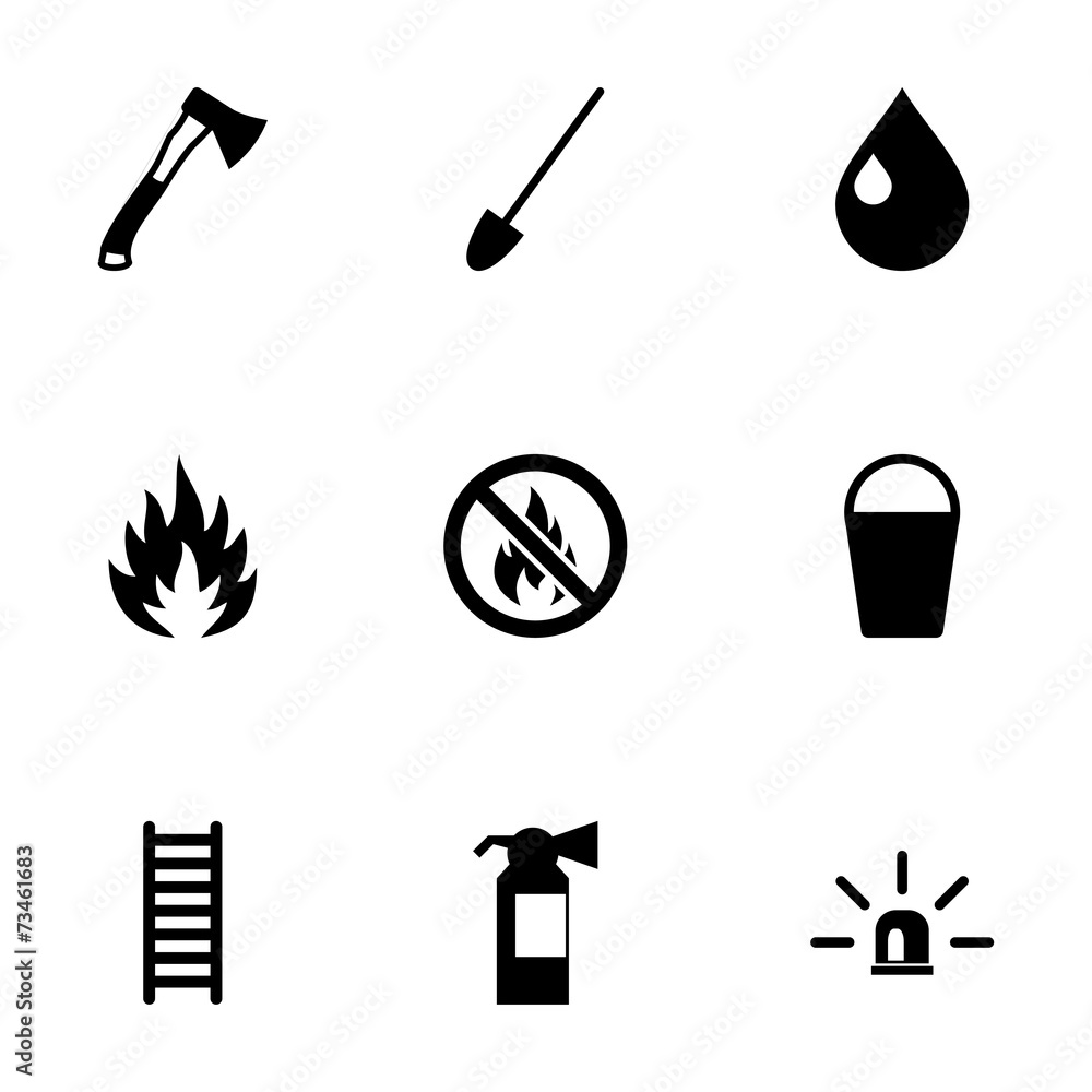 Vector black firefighter icon set Stock Vector | Adobe Stock