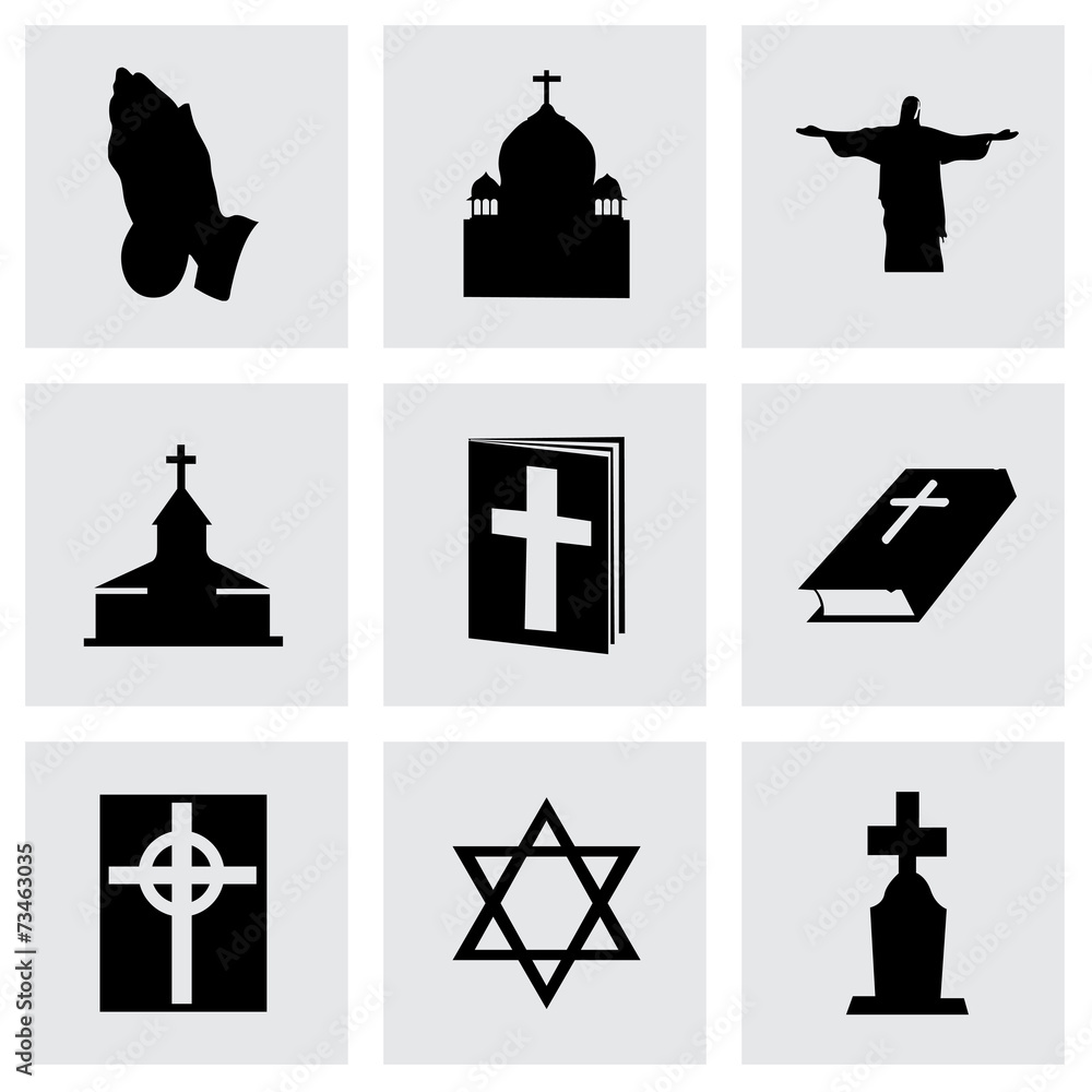 Vector black religion icons set Stock Vector | Adobe Stock