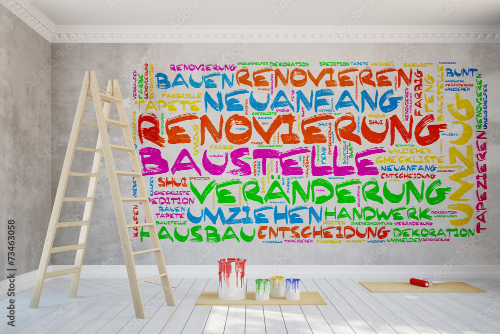 Renovierung einer Wohnung im Altbau Stock Illustration | Adobe Stock