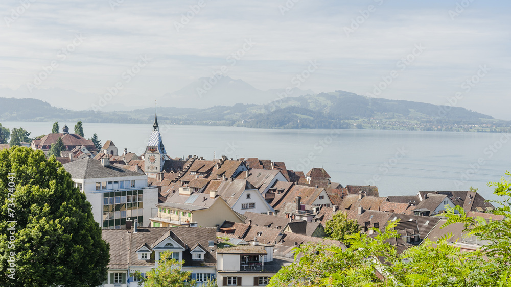 Stadt Zug, Altstadt, Zytturm, Zugersee, Sommer, Schweiz Stock Photo ...