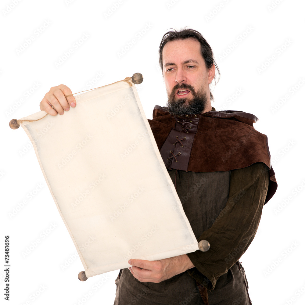 Mann aus dem Mittelalter hält eine Rede foto de Stock | Adobe Stock