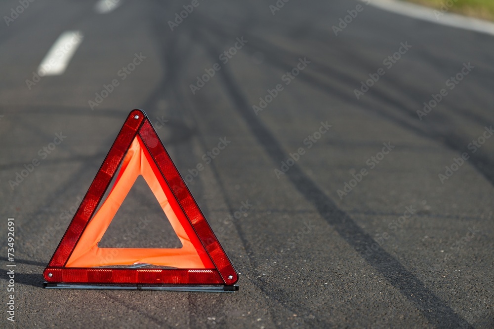 Red triangle of a car Stock Photo | Adobe Stock