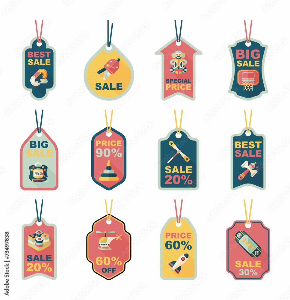 Toy tag flat banner background set, eps10 Stock Vector | Adobe Stock