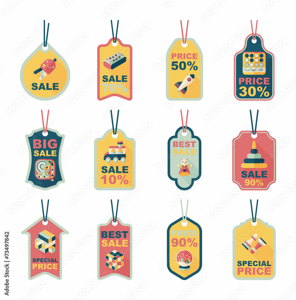 Toy tag flat banner background set, eps10 Stock Vector | Adobe Stock