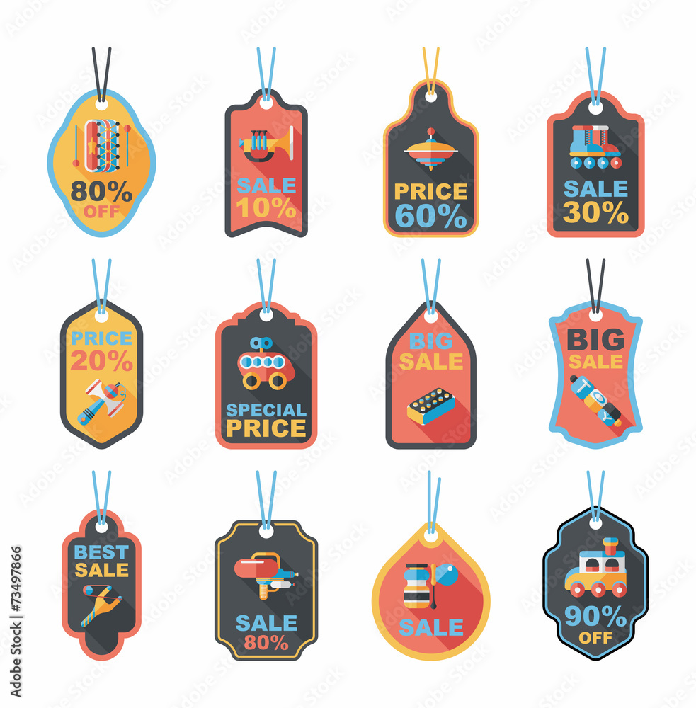 Toy tag flat banner background set, eps10 Stock Vector | Adobe Stock
