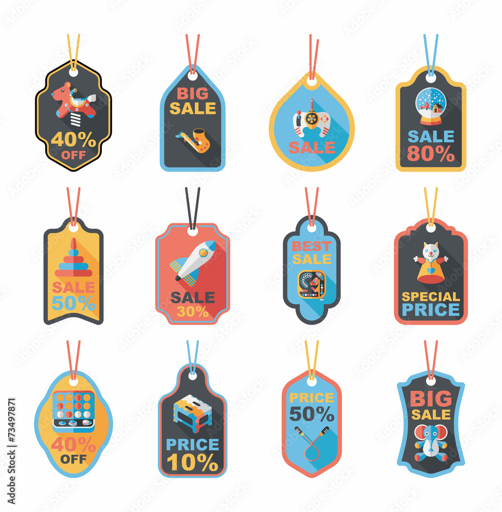 Toy tag flat banner background set, eps10 Stock Vector | Adobe Stock