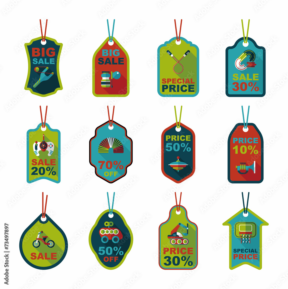Toy tag flat banner background set, eps10 Stock Vector | Adobe Stock