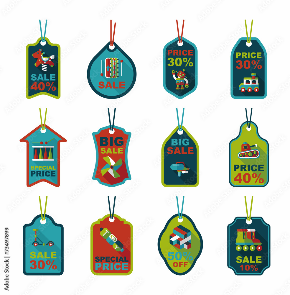 Toy tag flat banner background set, eps10 Stock Vector | Adobe Stock