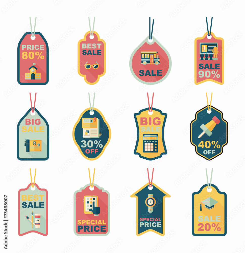 school tag flat banner background set, eps10 Stock Vector | Adobe Stock