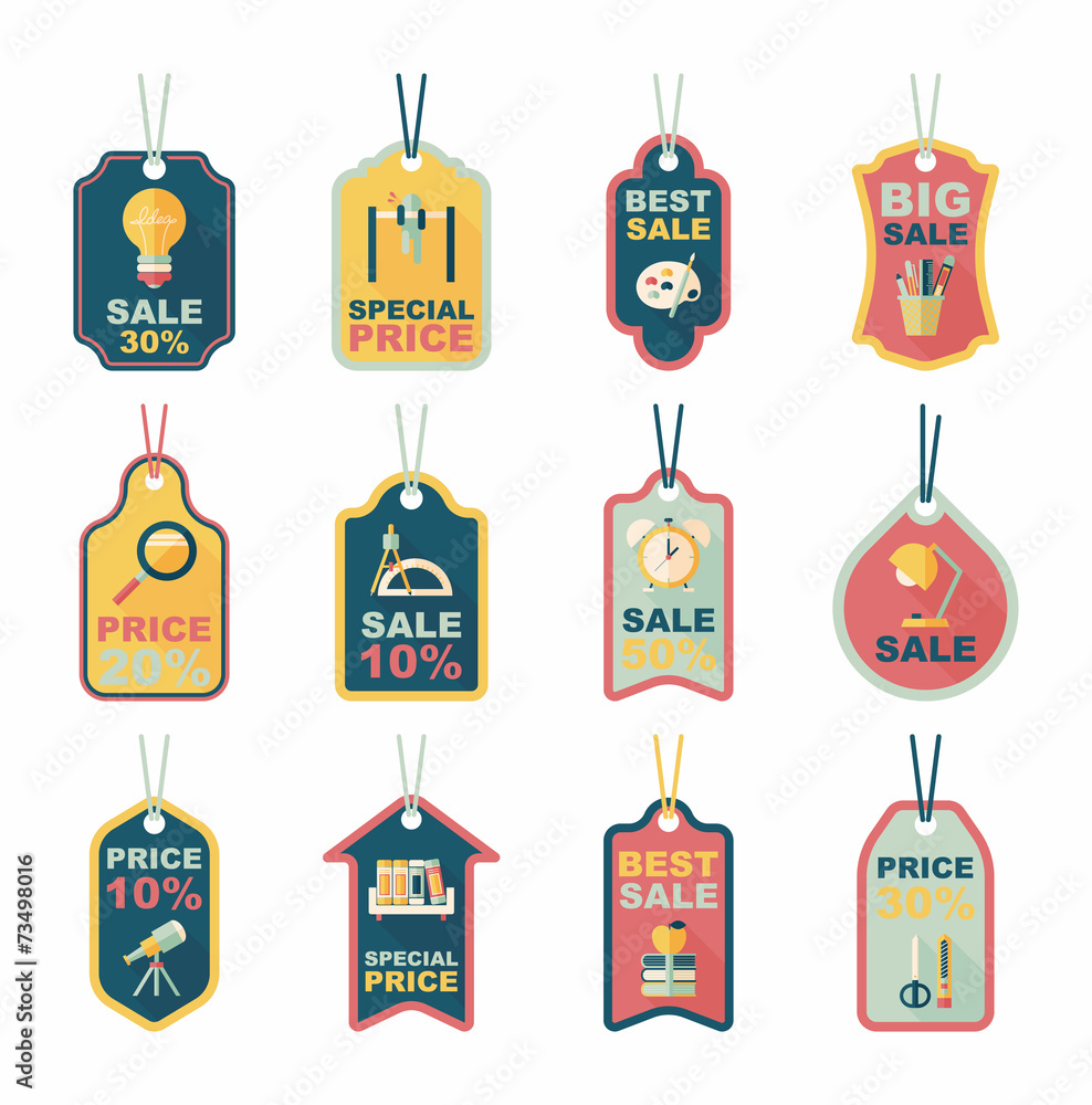 school tag flat banner background set, eps10 Stock Vector | Adobe Stock