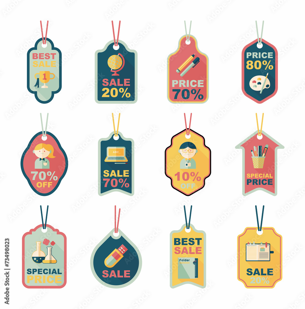 school tag flat banner background set, eps10 Stock Vector | Adobe Stock